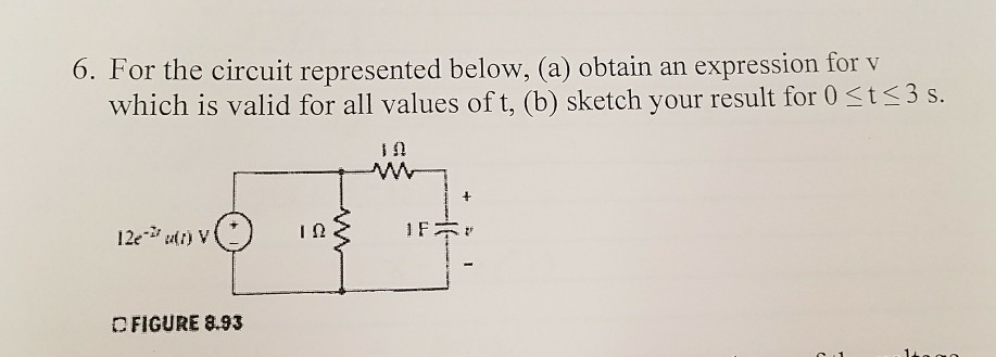 Solved 6. For the circuit represented below, (a) obtain an | Chegg.com