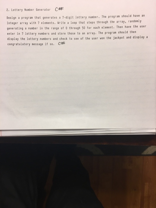 Solved 2. Lottery Number Generator C Design a program that | Chegg.com