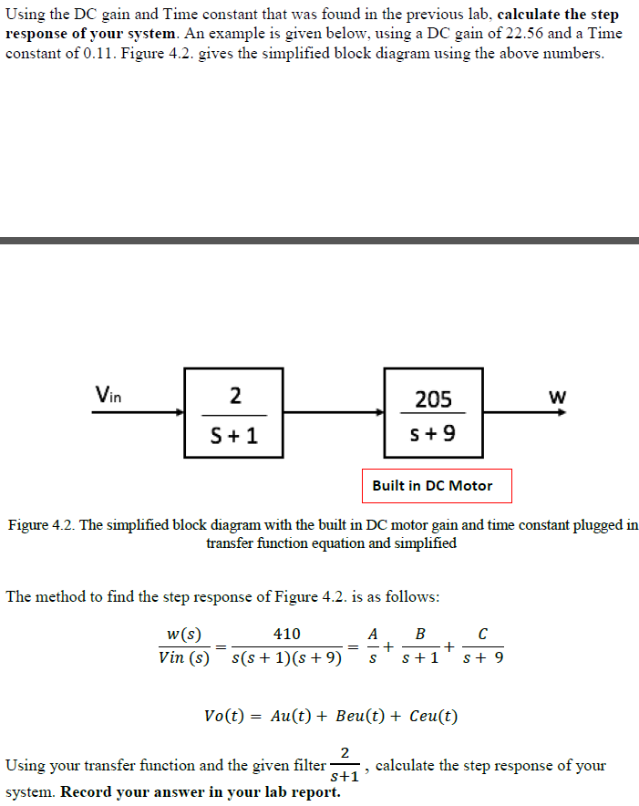 Solved Using the DC gain and Time constant that was found in | Chegg.com