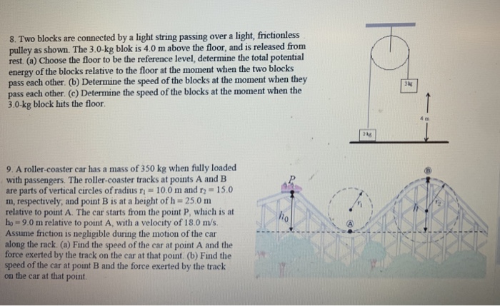 Solved 8. Two blocks are connected by a light string passing | Chegg.com