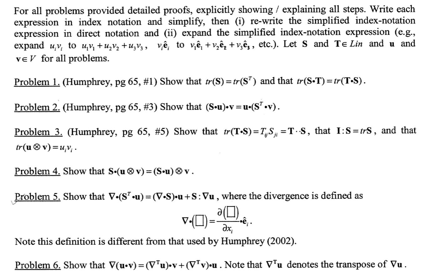 Solved Tensor Math Note: remember to follow your indices | Chegg.com