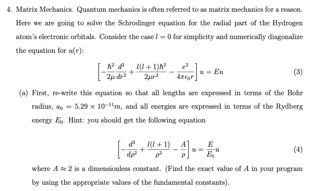 Solved 4. Matrix Mechanics. Quantum mechanics is often | Chegg.com