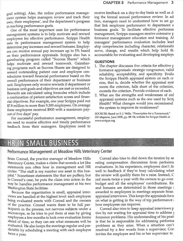 Solved CHAPTER & Performance Management 3 goal setting). | Chegg.com