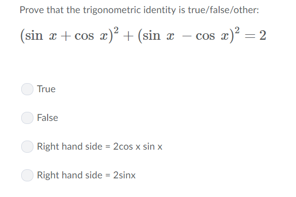Solved Prove that the trigonometric identity is | Chegg.com