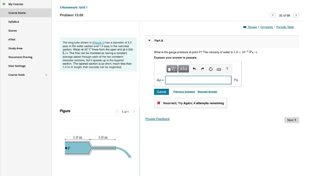 Solved The long tube shown in (Fgure 1) has a clameter ot | Chegg.com