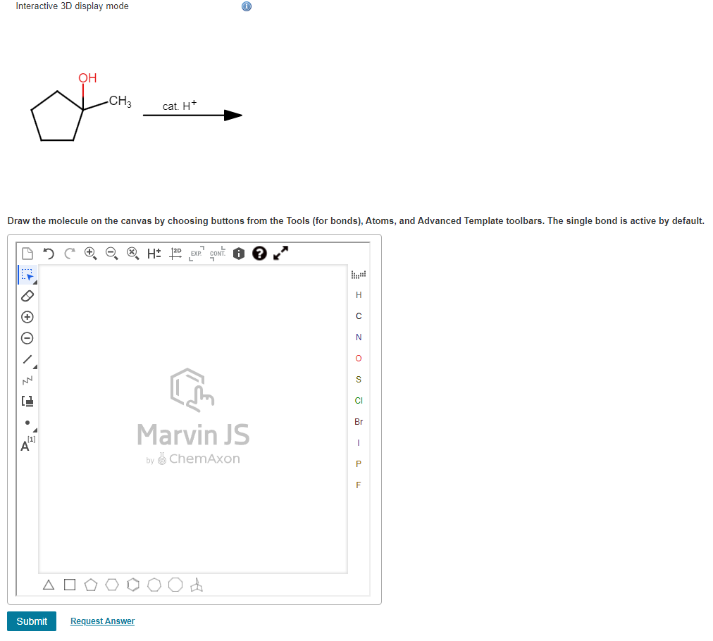 Solved Interactive 3D display mode OH o -CH3 cat. H+ Draw | Chegg.com
