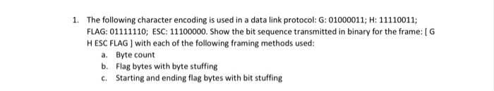 Solved The following character encoding is used in a data | Chegg.com