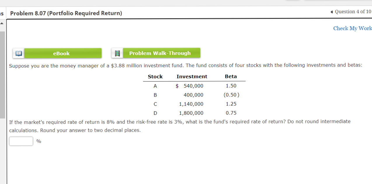 Solved If the market's required rate of return is 8% and the | Chegg.com