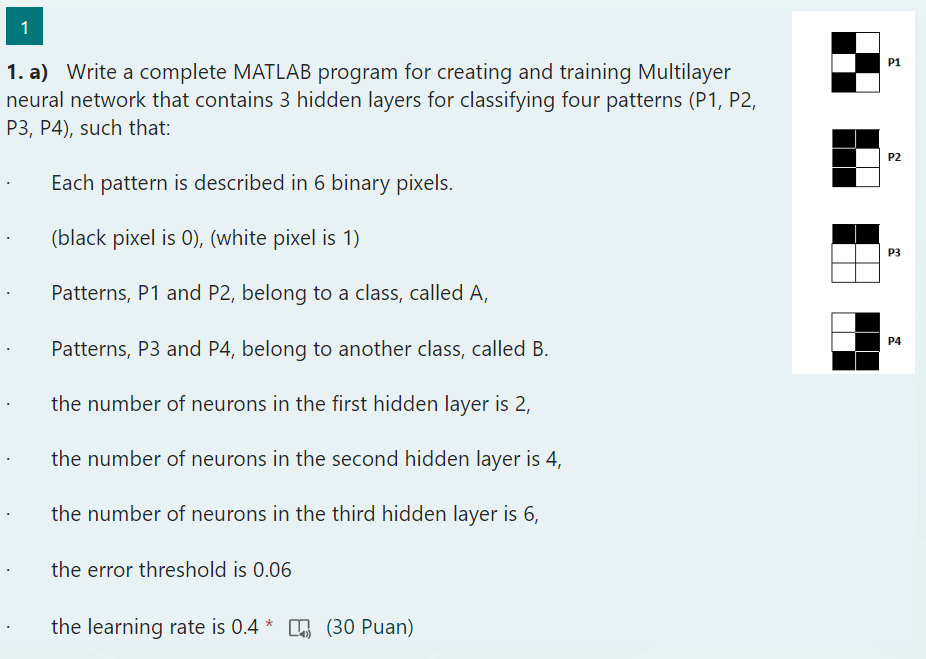 Solved 1. a) Write a complete MATLAB program for creating | Chegg.com