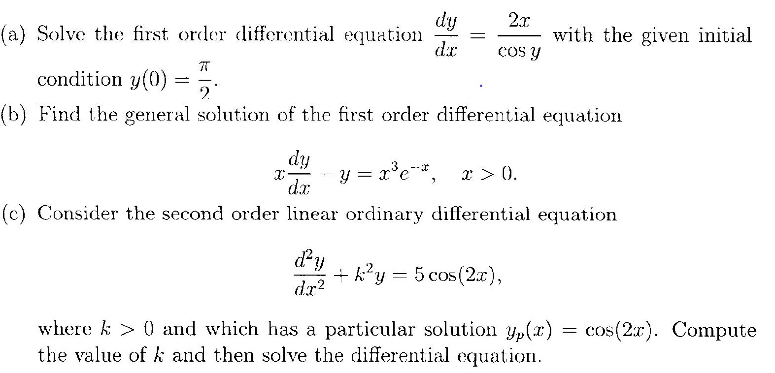 Solved 2x (a) Solve the first order differential equation — | Chegg.com