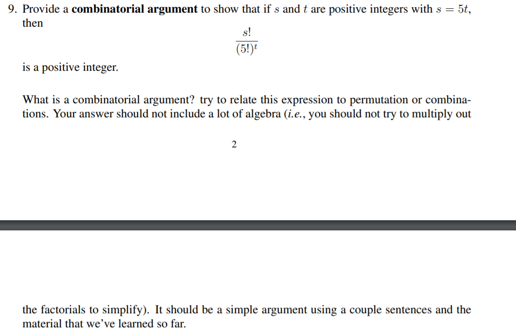 Solved 9. Provide a combinatorial argument to show that if s | Chegg.com