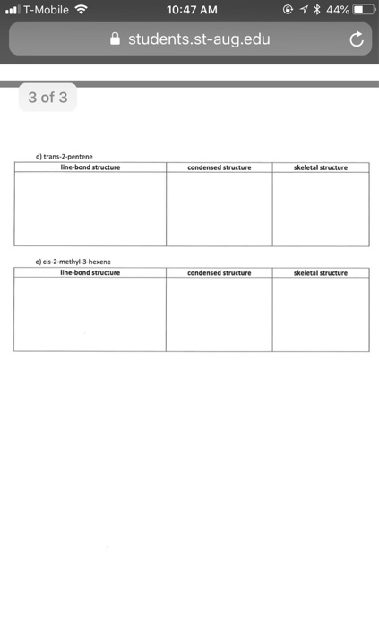Solved Naming and Drawing Alkenes Worksheet and Key 1) Draw | Chegg.com