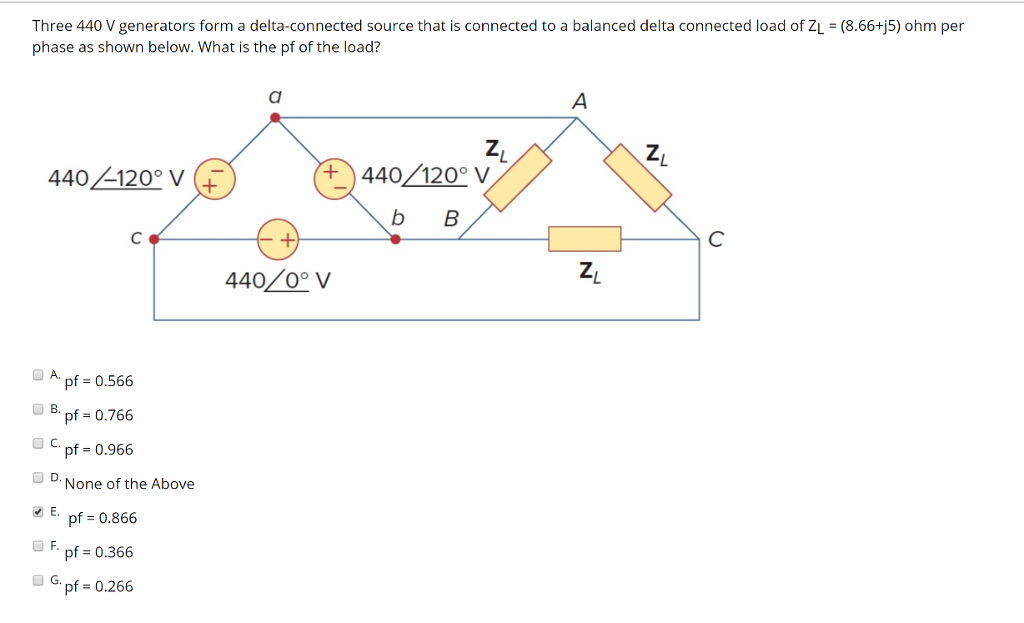 Solved Three 440 V generators form a delta-connected source | Chegg.com