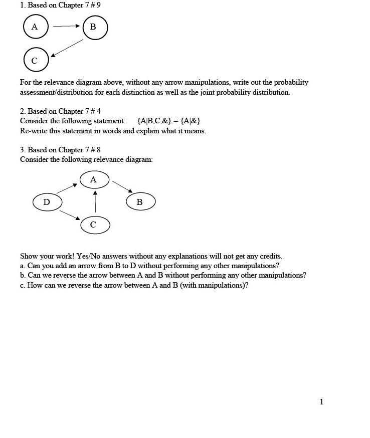 Solved 1. Based on Chapter 7 #9 A B с For the relevance | Chegg.com
