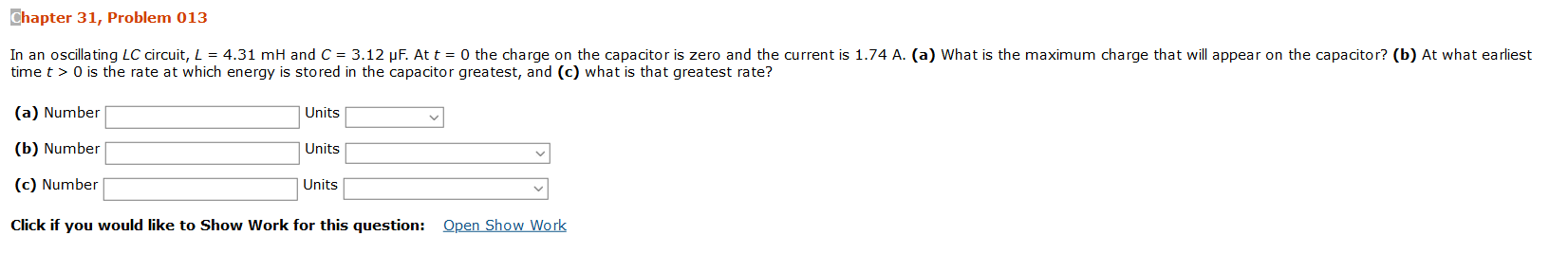 Solved Chapter 31, Problem 013 In an oscillating LC circuit, | Chegg.com