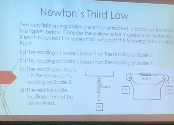 Solved Newton's Third Law Two very light spring scales are | Chegg.com