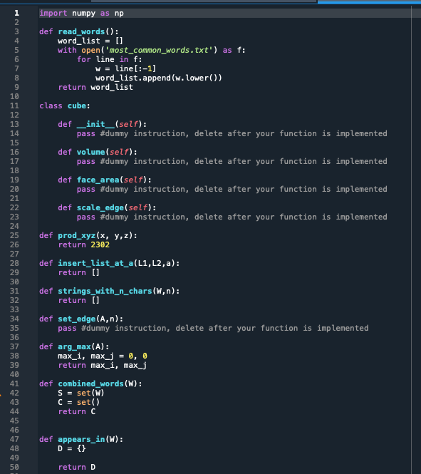 Solved 1. (General Python, 10 points) The class cube defines | Chegg.com