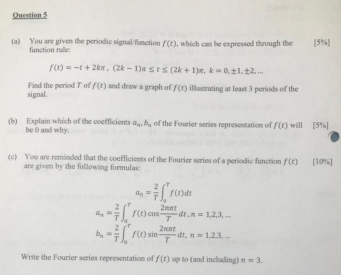 Solved (a) You are given the periodic signal/function f(t), | Chegg.com