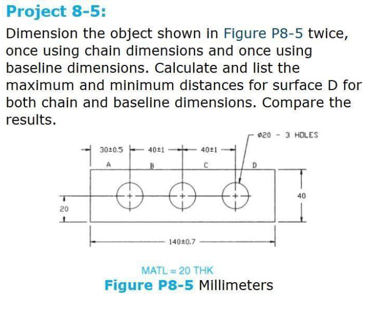 Solved Project 8-5: Dimension the object shown in Figure | Chegg.com