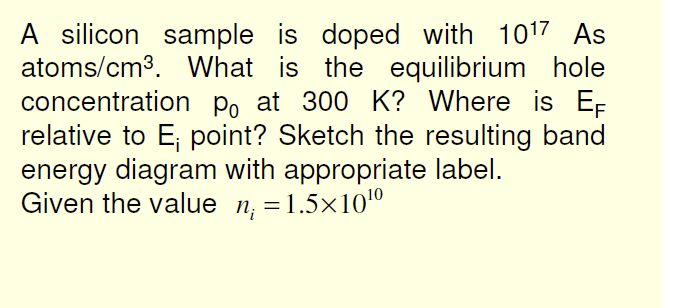 Solved A silicon sample is doped with \\( 10^{17} \\) As | Chegg.com
