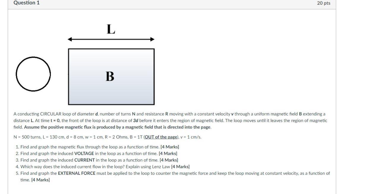 Solved A conducting CIRCULAR loop of diameter d, number of | Chegg.com