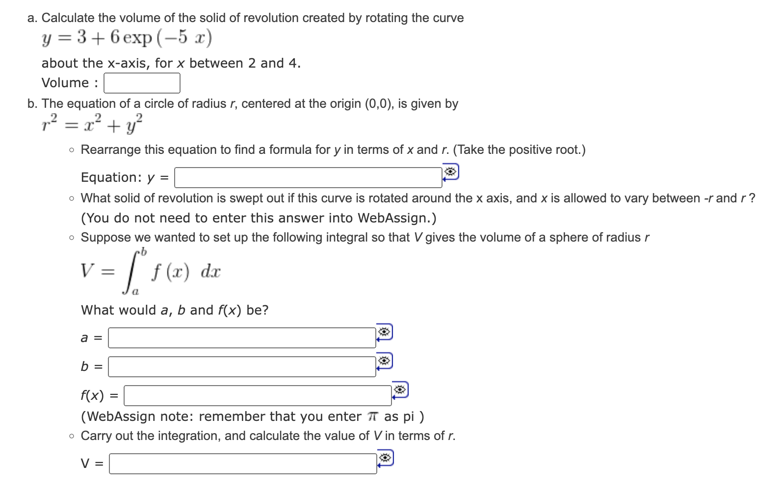 Solved Calculate the volume of the solid of revolution | Chegg.com