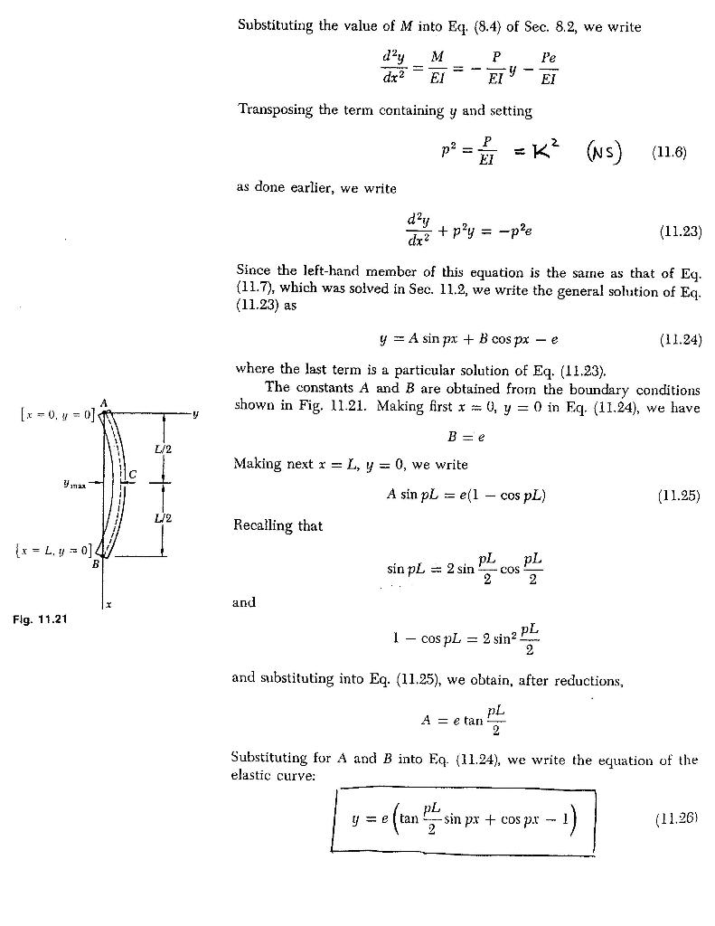 Solved COL * 11.4. ECCENTRIC LOADING; THE SECANT FORMULA In | Chegg.com