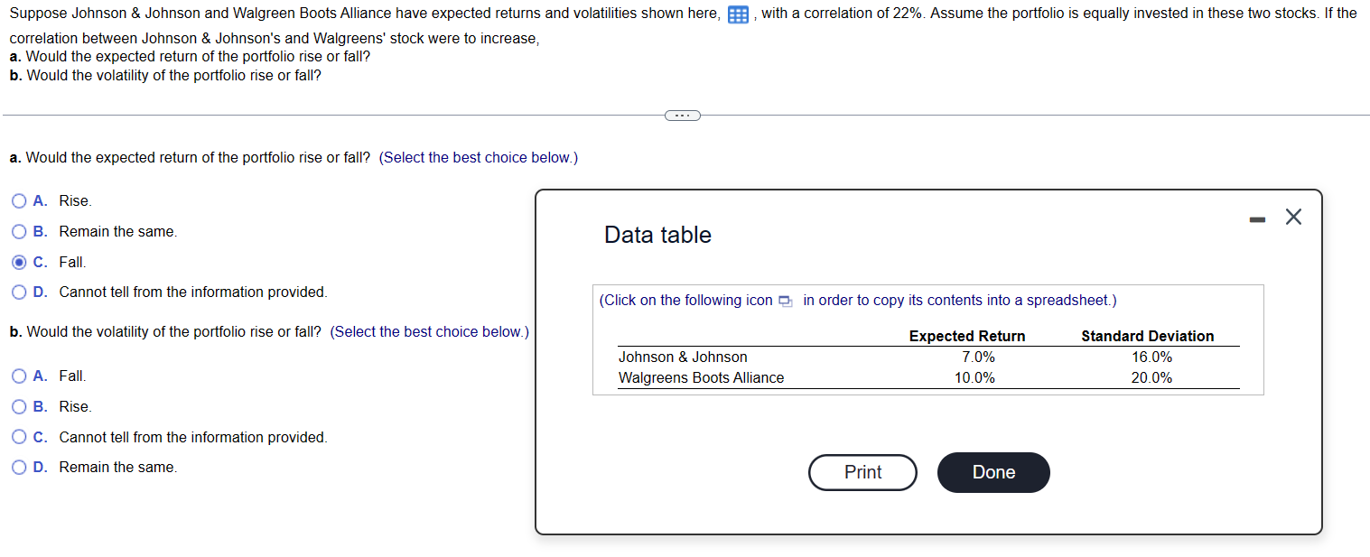 Solved correlation between Johnson \& Johnson's and | Chegg.com