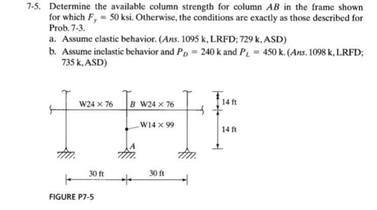 Solved 7-5. Determine the available column strength for | Chegg.com