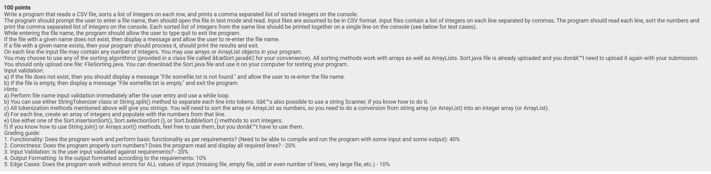 Solved 100 points Write a program that reads a CSV file, | Chegg.com
