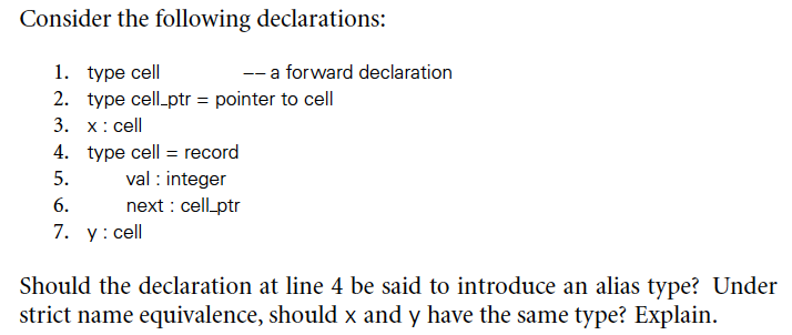 Solved Consider the following declarations: 1. type cell -- | Chegg.com