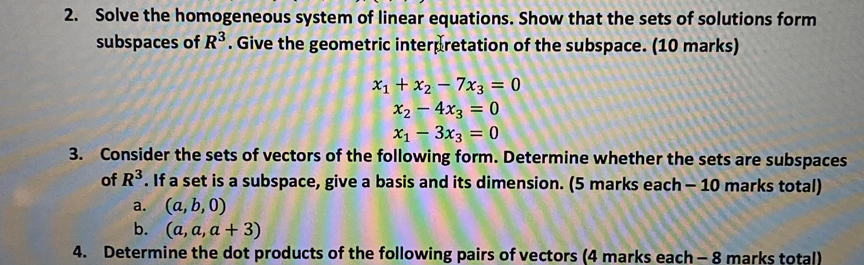 Solved 2. Solve the homogeneous system of linear equations. | Chegg.com