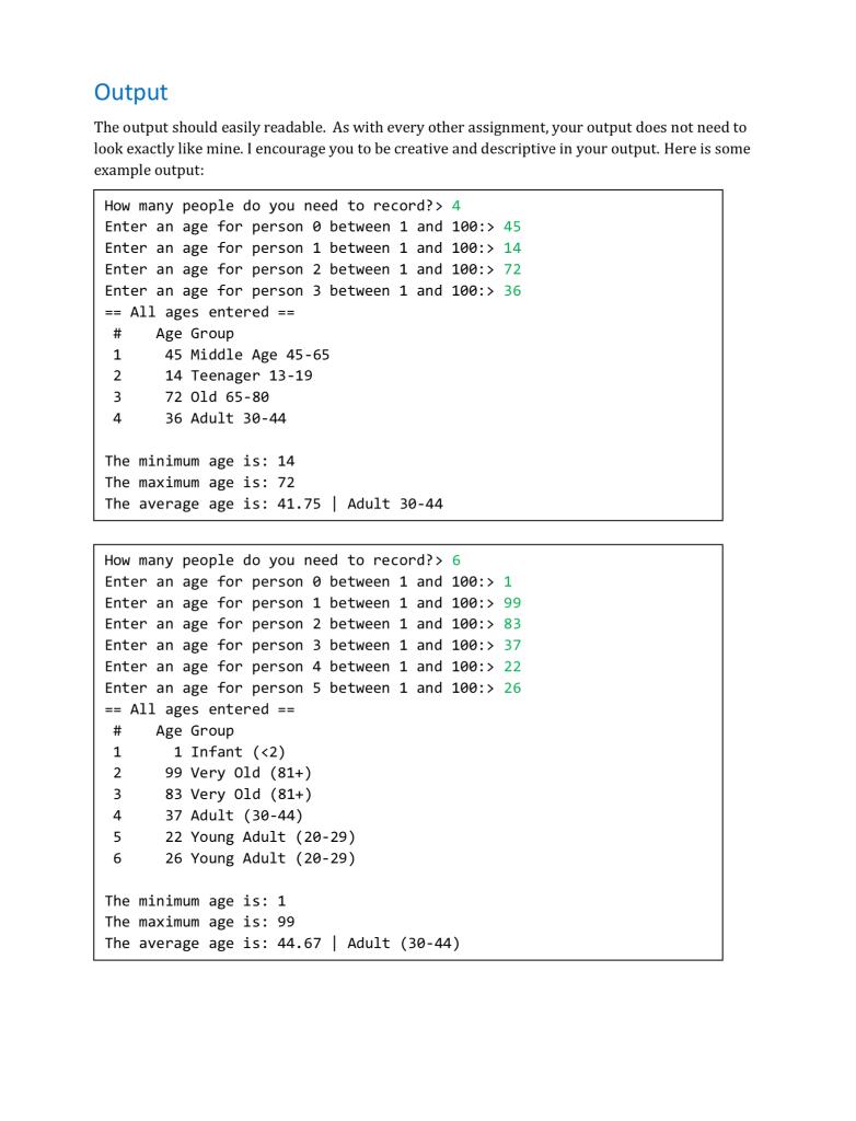 Solved Assignment Week 10: Age Analyzer Application In this | Chegg.com