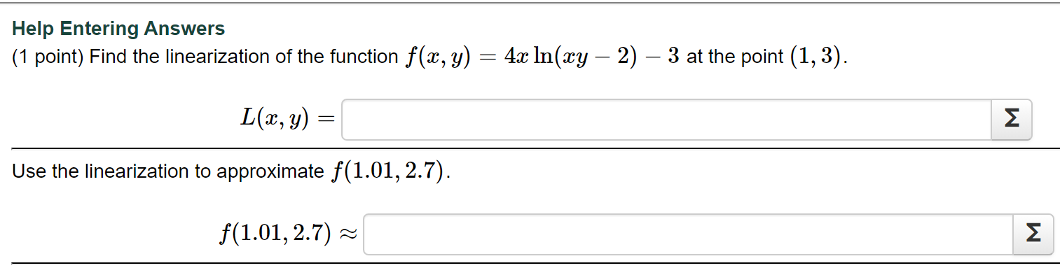 Solved Help Entering Answers (1 point) Find the | Chegg.com