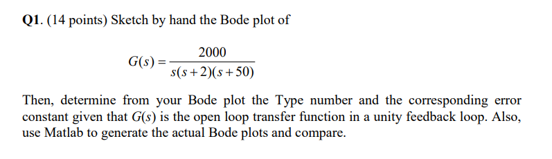 Solved Q1. (14 points) Sketch by hand the Bode plot of | Chegg.com