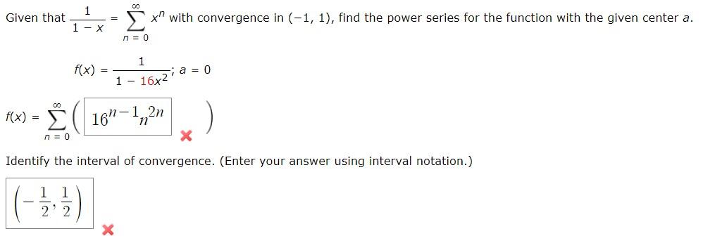 Solved Given that 1−x1=∑n=0∞xn with convergence in (−1,1), | Chegg.com