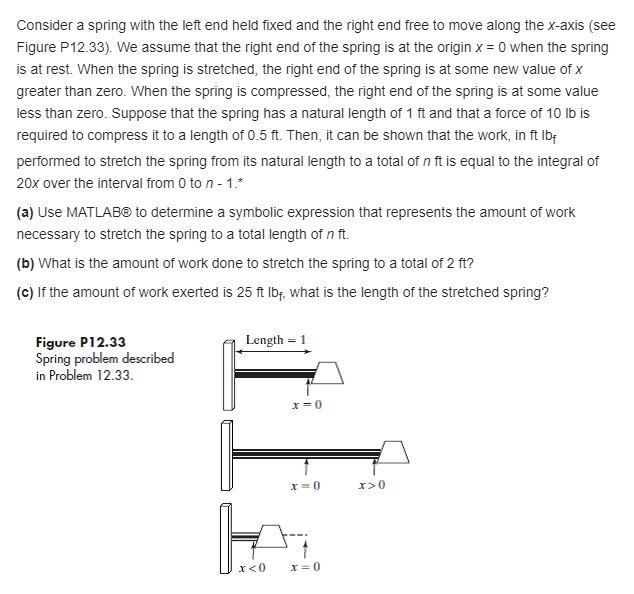Solved Consider a spring with the left end held fixed and | Chegg.com
