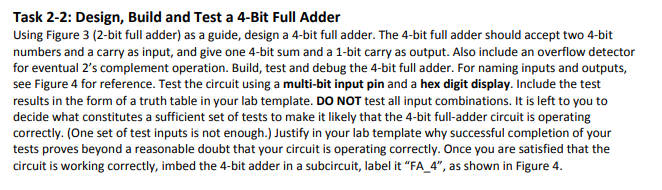 Solved Task 2-2: Design, Build and Test a 4-Bit Full Adder | Chegg.com