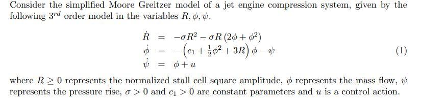 Consider the simplified Moore Greitzer model of a jet | Chegg.com