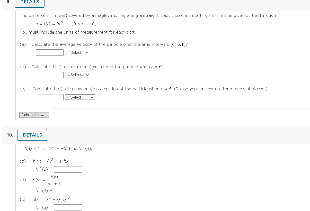 Solved s=f(t)=3t2(0≤t≤10) You must include the units of | Chegg.com