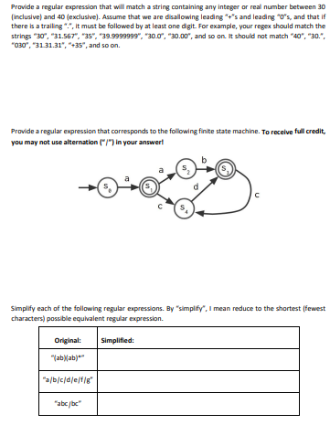 Provide a regular expression that will match a string | Chegg.com