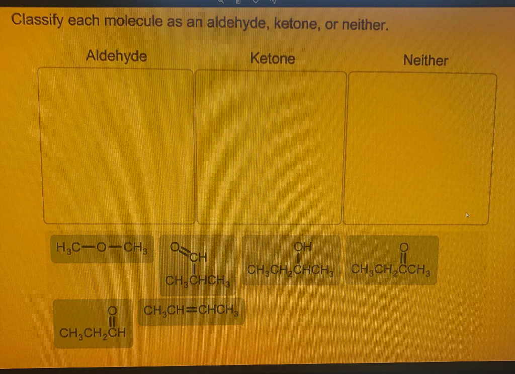 Solved Classify each molecule as an aldehyde, ketone, or | Chegg.com