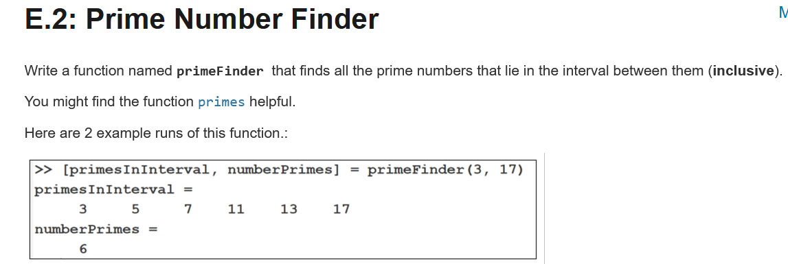 Solved Write a function named primeFinder that finds all the | Chegg.com
