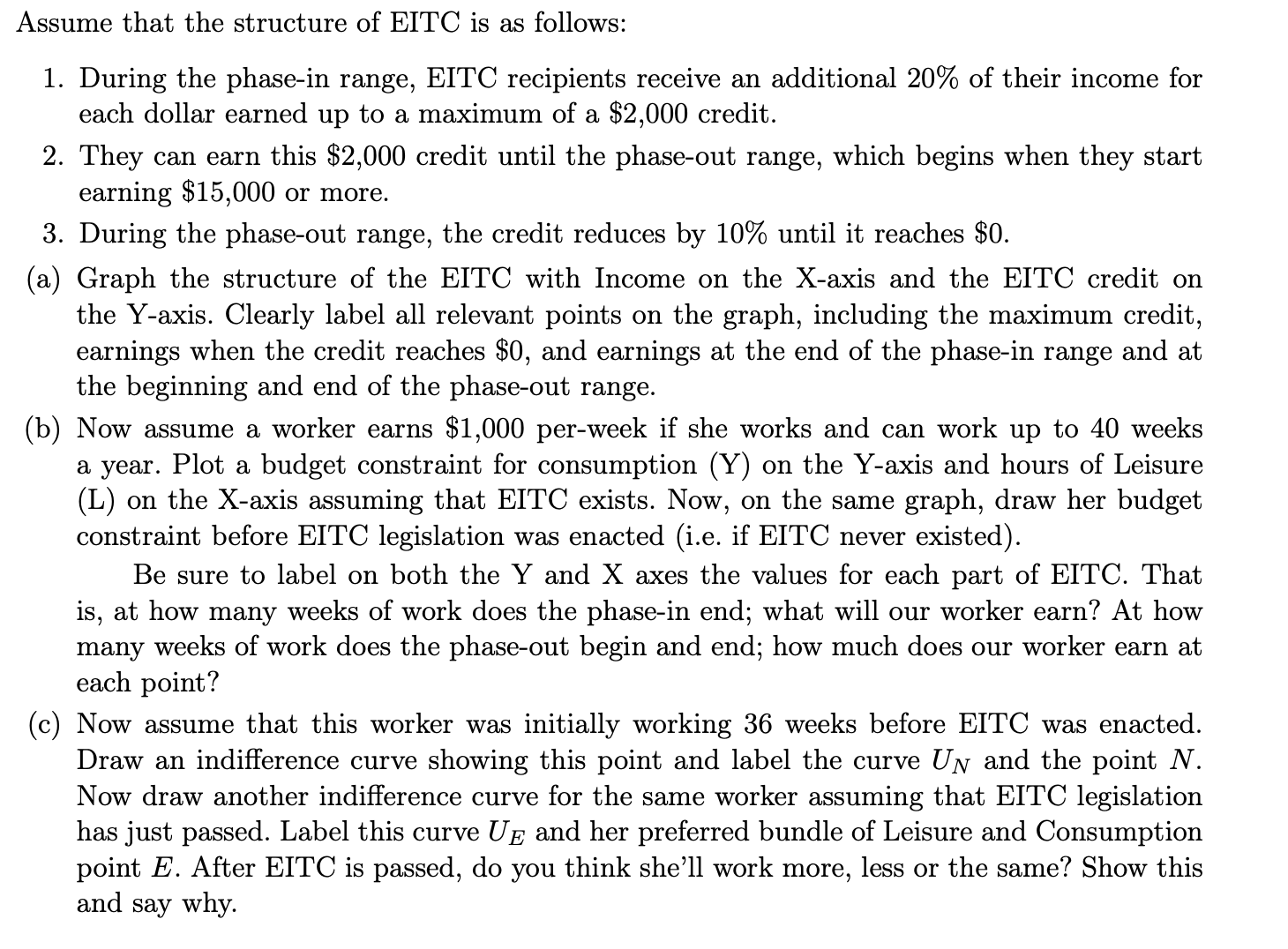 Solved Assume that the structure of EITC is as follows: 1. | Chegg.com