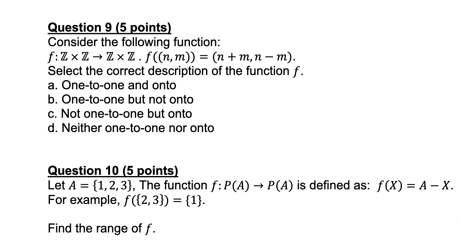 Solved Question 9 (5 points) Consider the following | Chegg.com