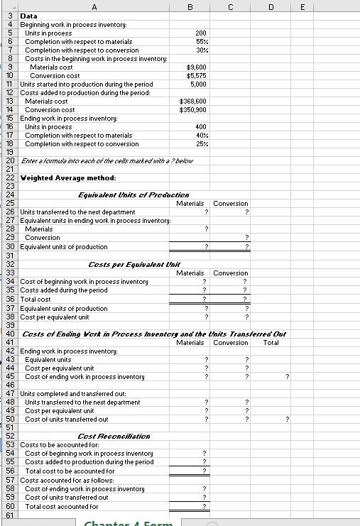 Solved Chapter 4: Applying Excel The Chapter 4 Form | Chegg.com