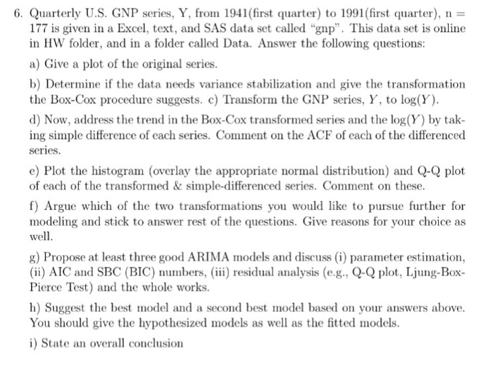 The packages (“astsa”) and the data” gnp” | Chegg.com