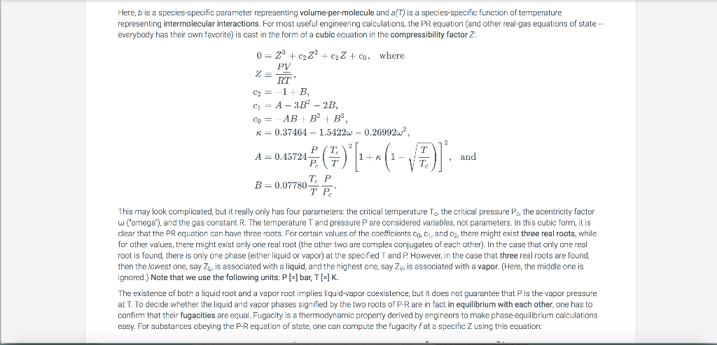 6.24 LAB: Vapor Pressure Calculation using the Peng-Robinson Equation ...