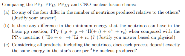 Solved Comparing the PP, PP11, PP. and CNO nuclear fusion | Chegg.com