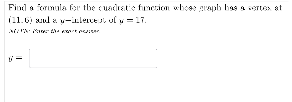 Solved Find a formula for the quadratic function whose graph | Chegg.com